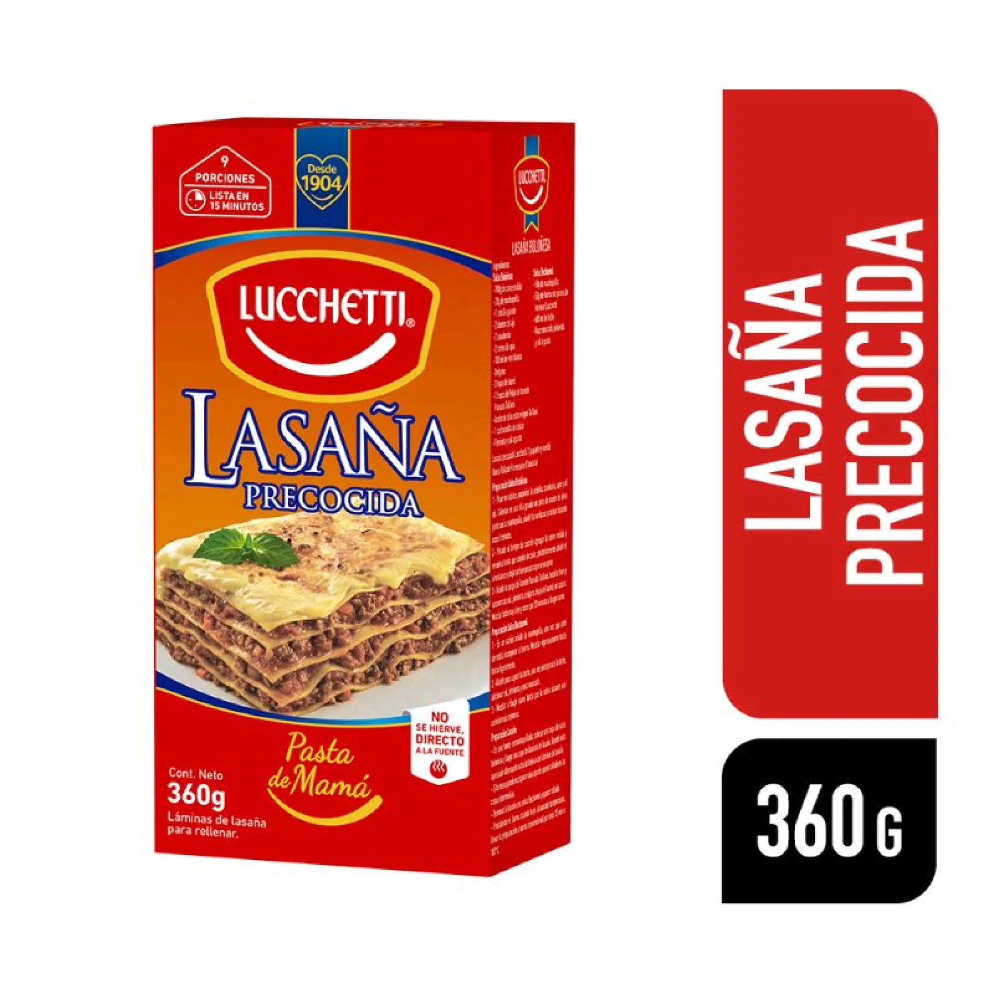 Lasaña Precocida Lucchetti Caja 360Gr - Bodega Online | Abastecimiento ...